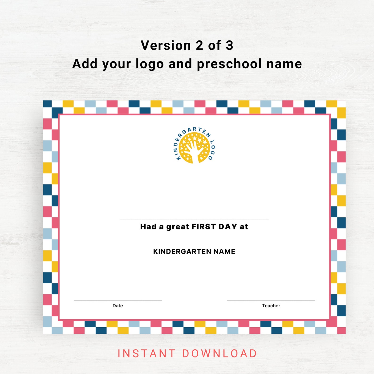 Editable First Day of School Sign Printable First Day Certificate for ...