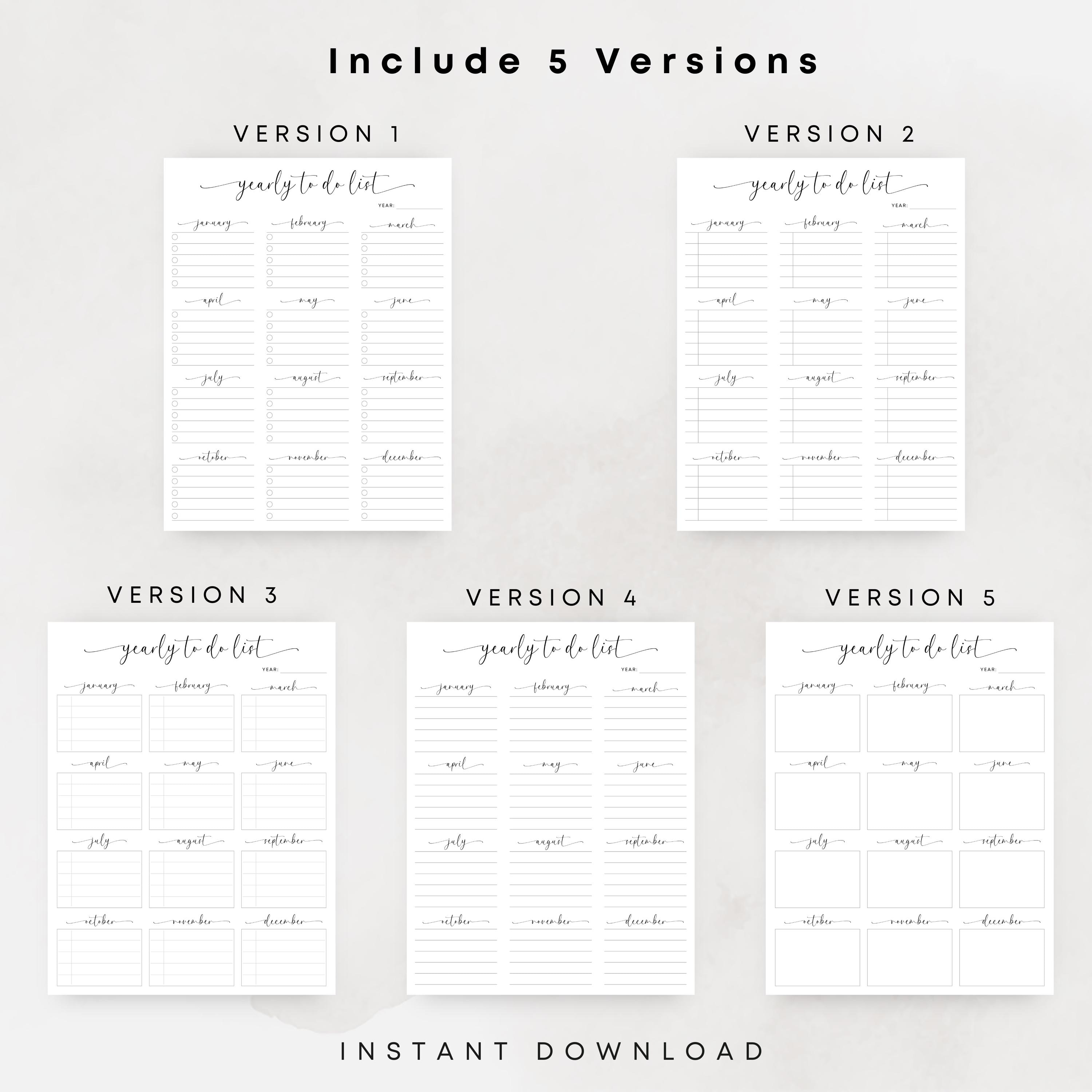 Yearly to Do List Printable to Do Yearly Planner PDF Accountability ...