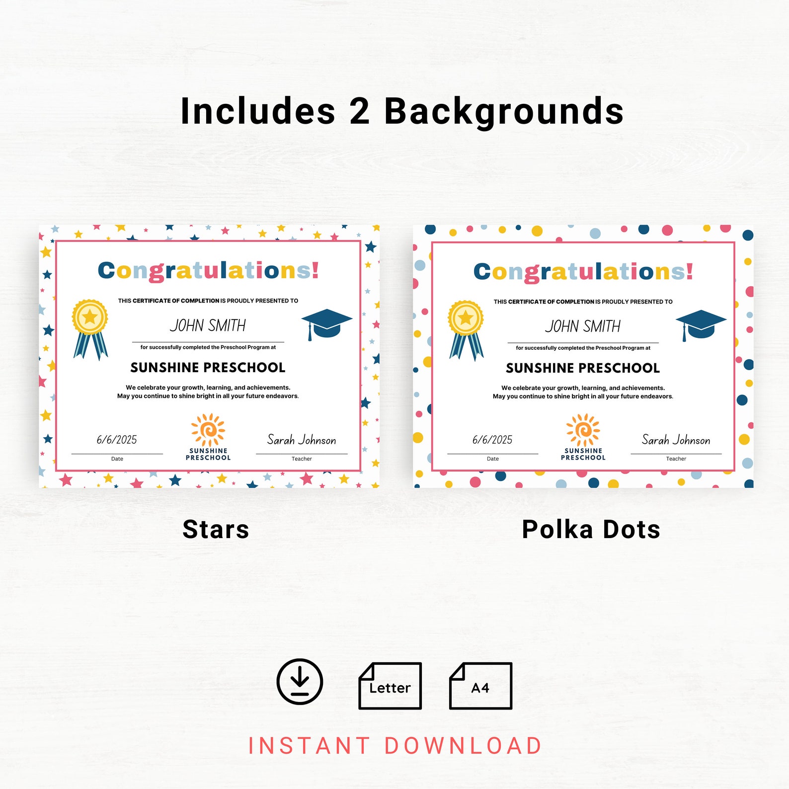 Editable Preschool Certificate Daycare Graduation Diploma Kindergarten ...