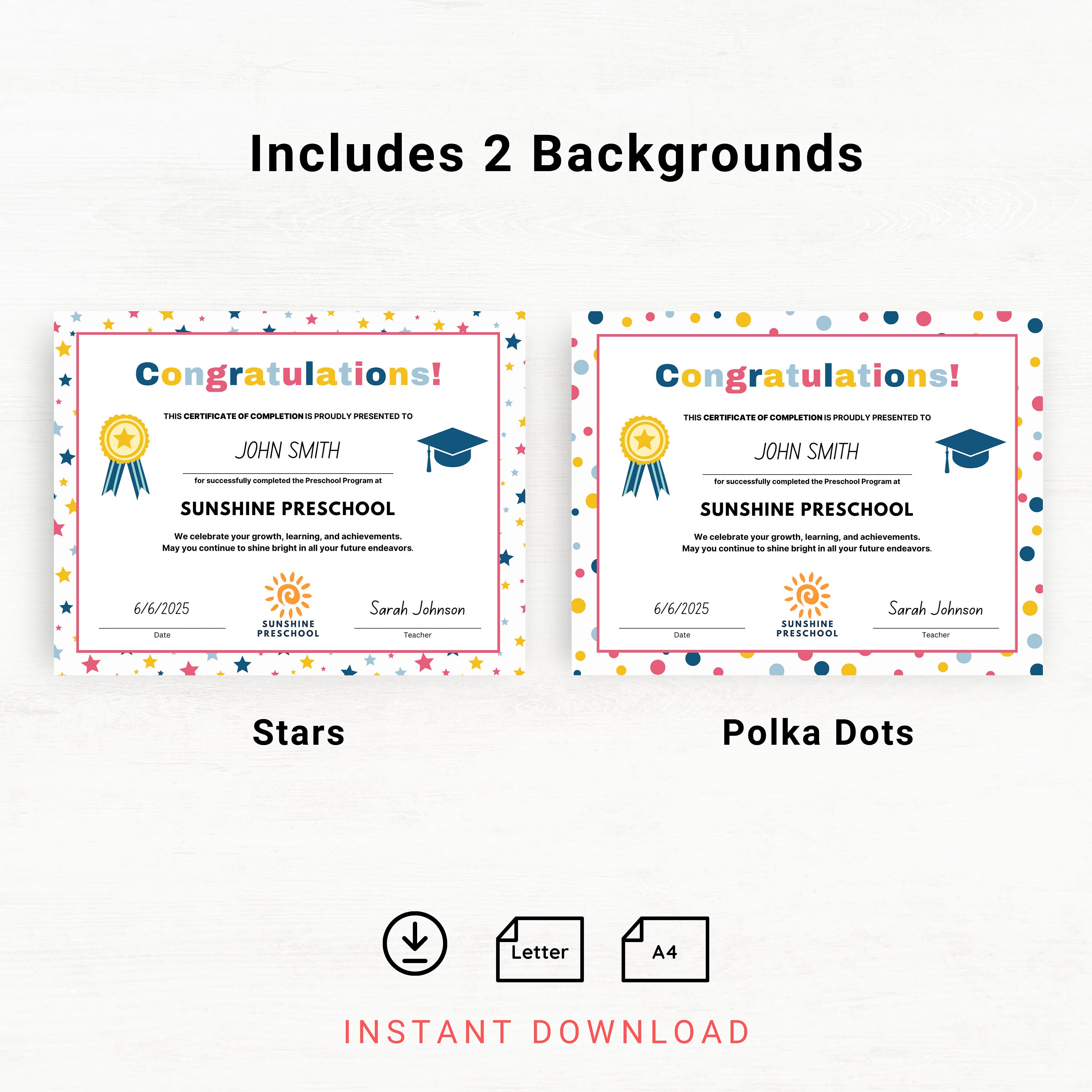 Editable Preschool Certificate Daycare Graduation Diploma Kindergarten ...