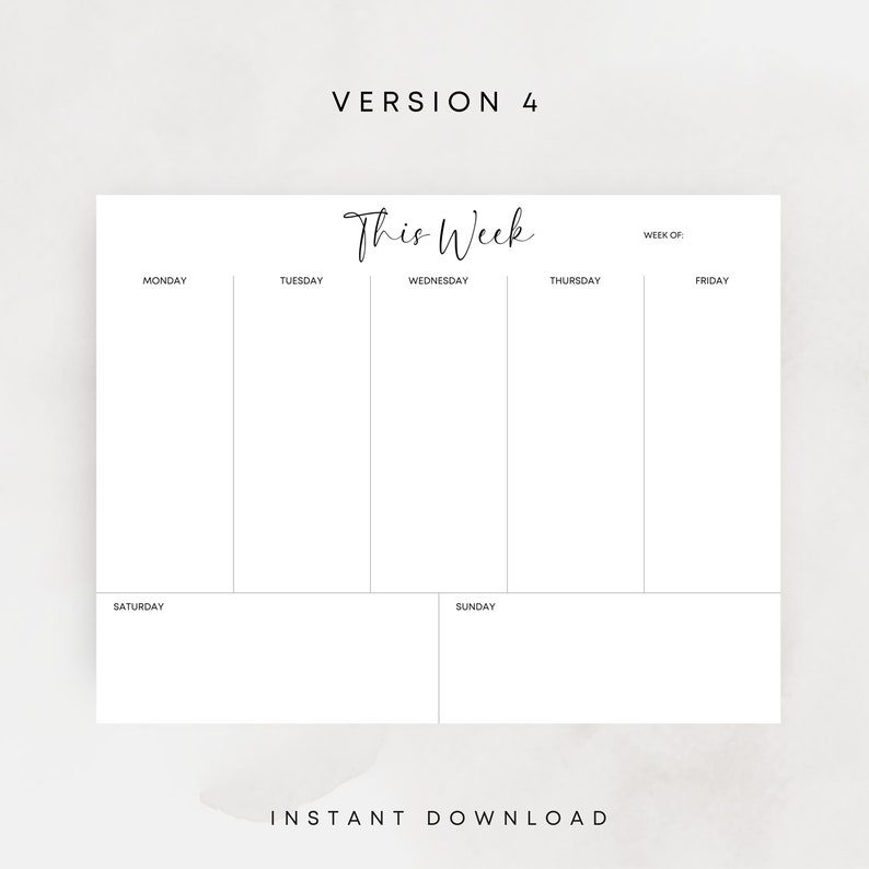 Printable Weekly Planner Minimalist Weekly Planner Landscape Undated ...