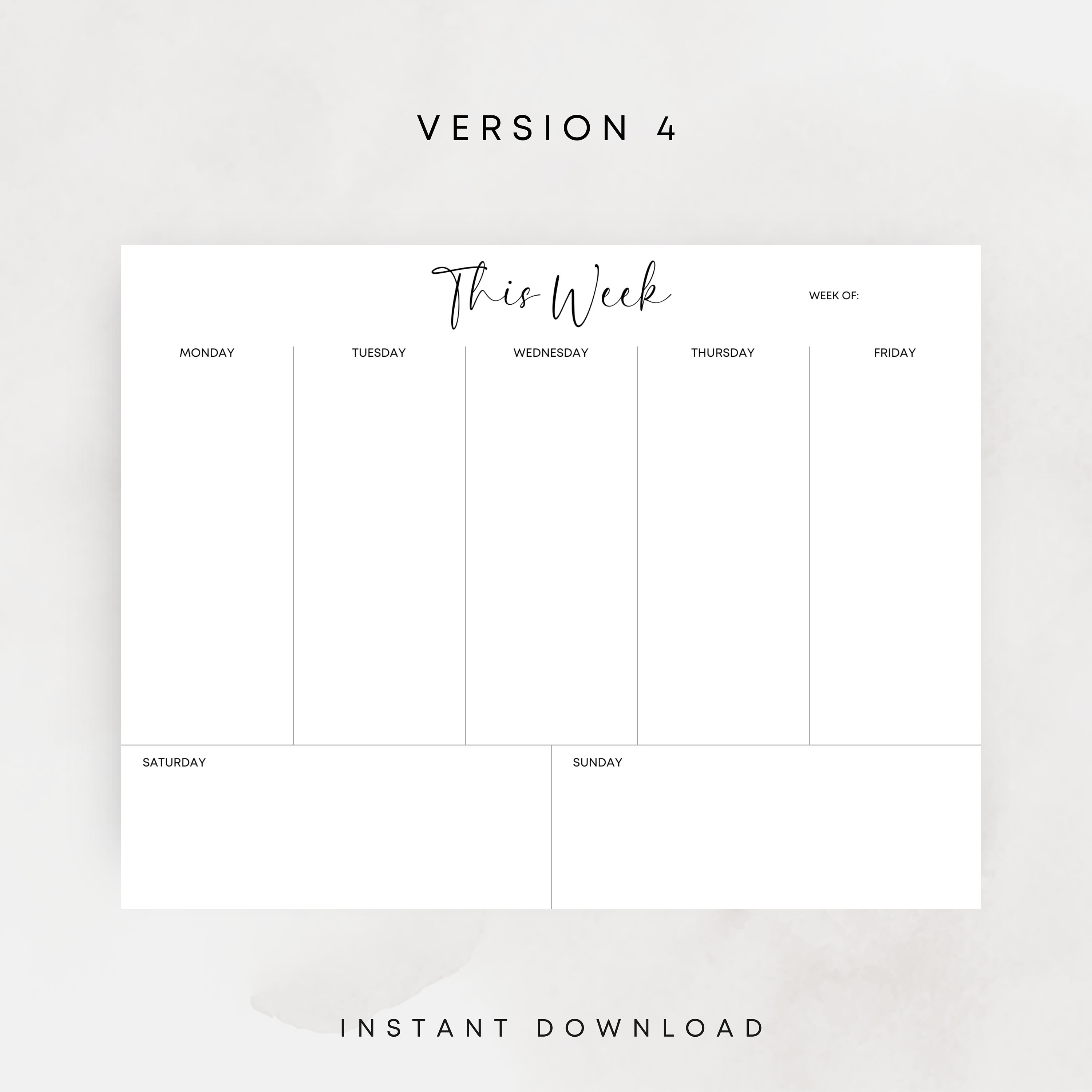 Minimalist Weekly Planner Printable Planner Landscape Work Undated ...