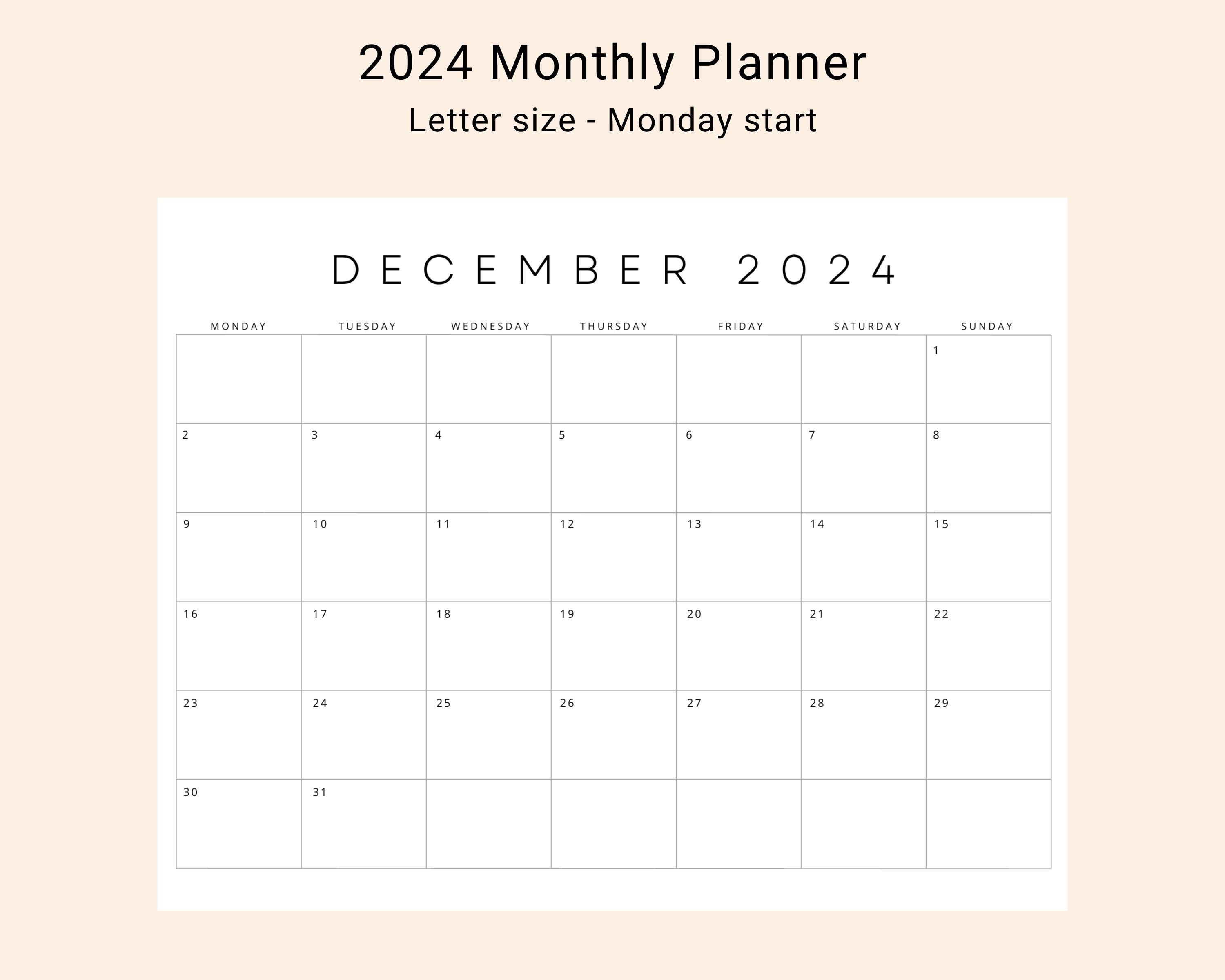 2023 & 2024 Monthly Planner Landscape 2023 2024 Monthly Calendar Sunday ...