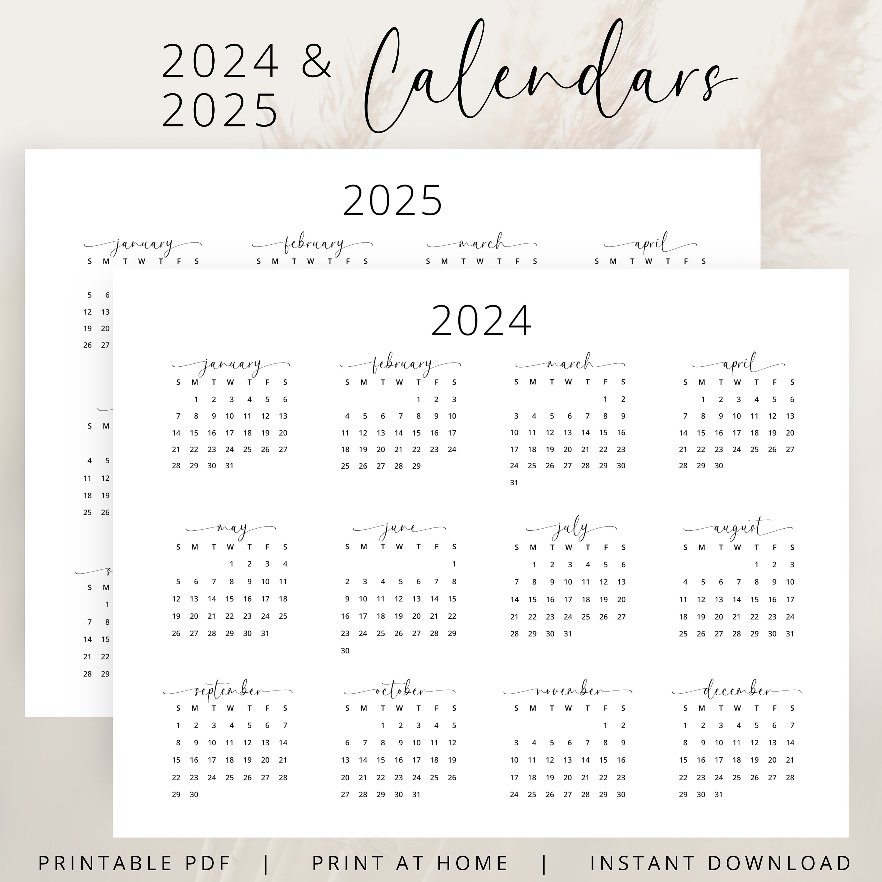 2024 2025 Yearly Calendar Landscape 2024 & 2025 Minimal Calendar ...