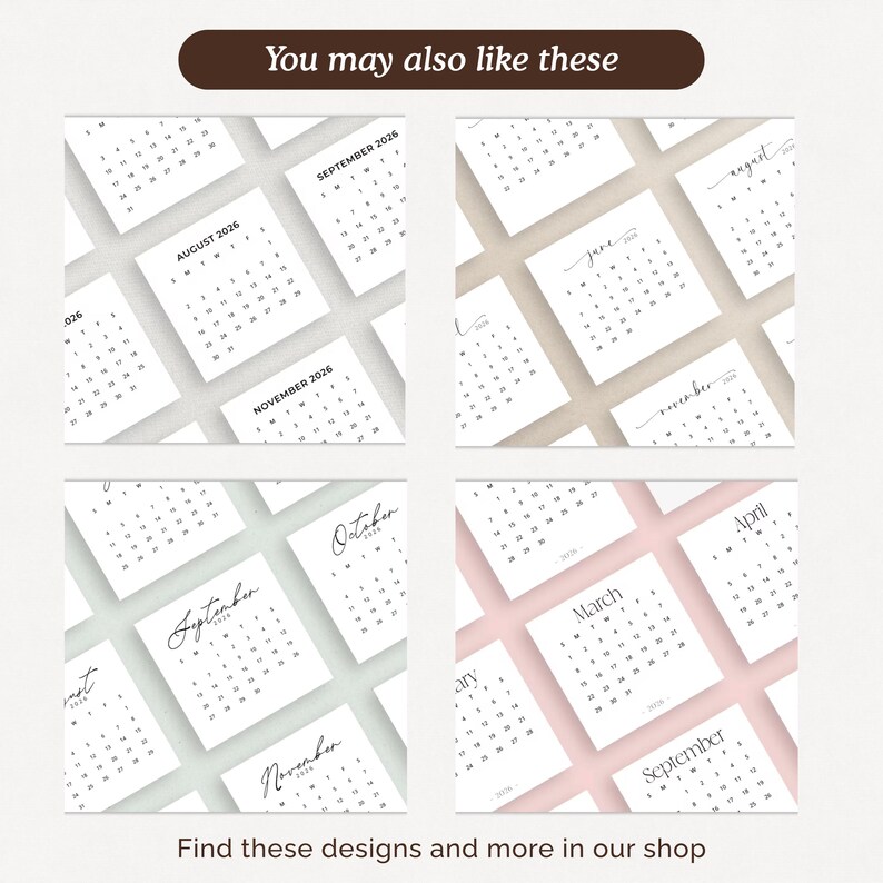 2026 Mini Calendar Easy to Read 2026 Small Calendar Printable 2026 ...