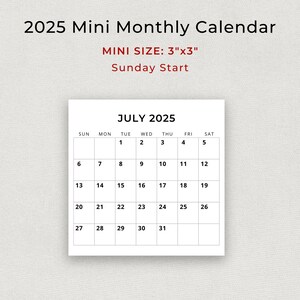 2025 Planner 3x3 Inch 2025 Mini Calendar 2025 Small Planner Printable ...