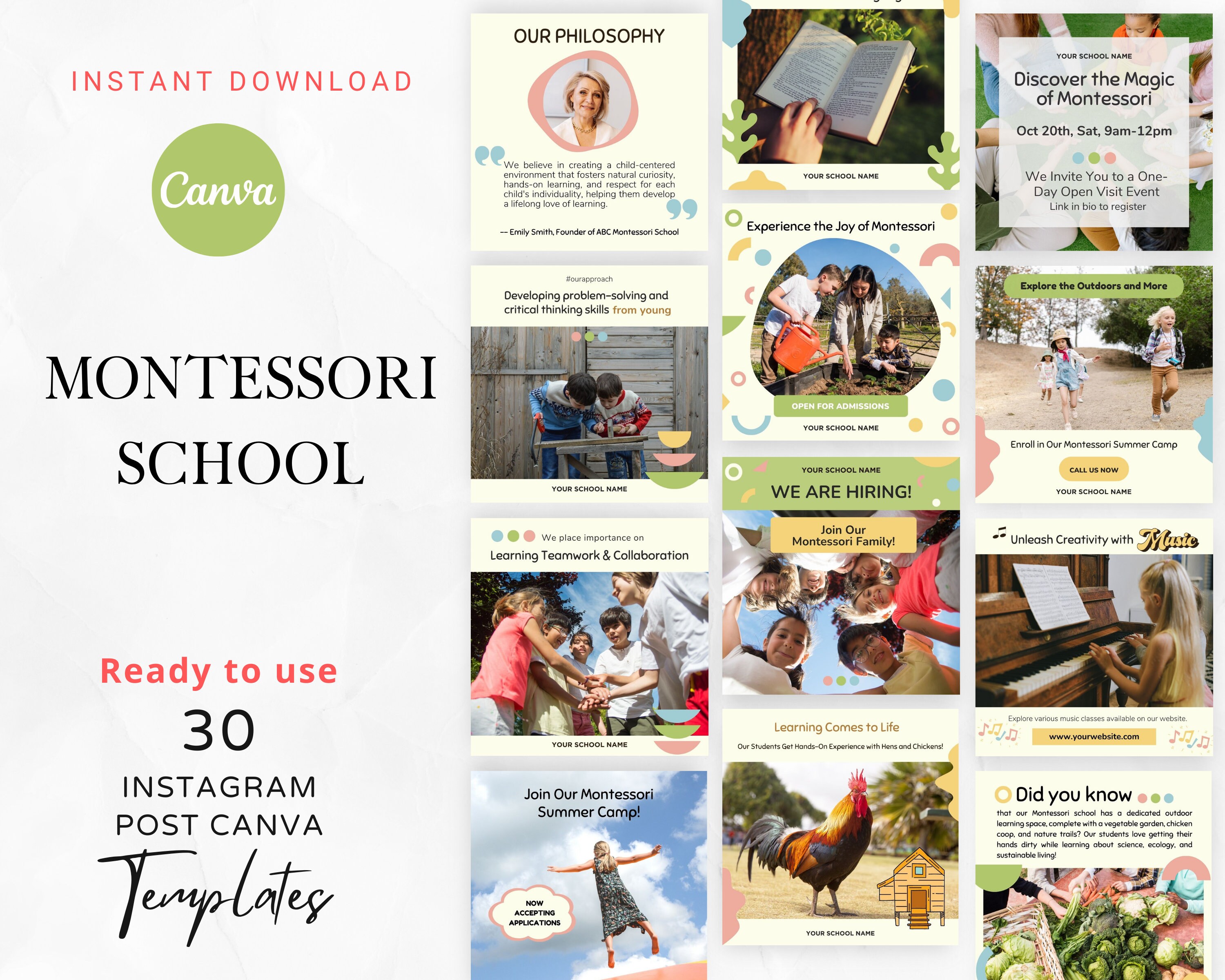 30 Instagram Post Montessori School Canva Template Montessori - Etsy