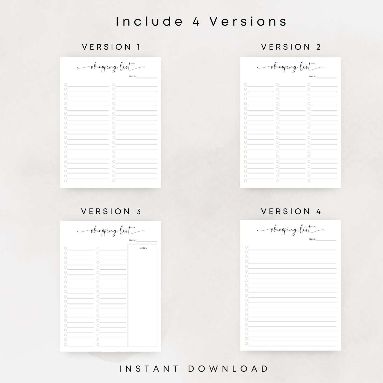 Shopping List Printable Grocery List Food Shopping Planner for Shopping ...