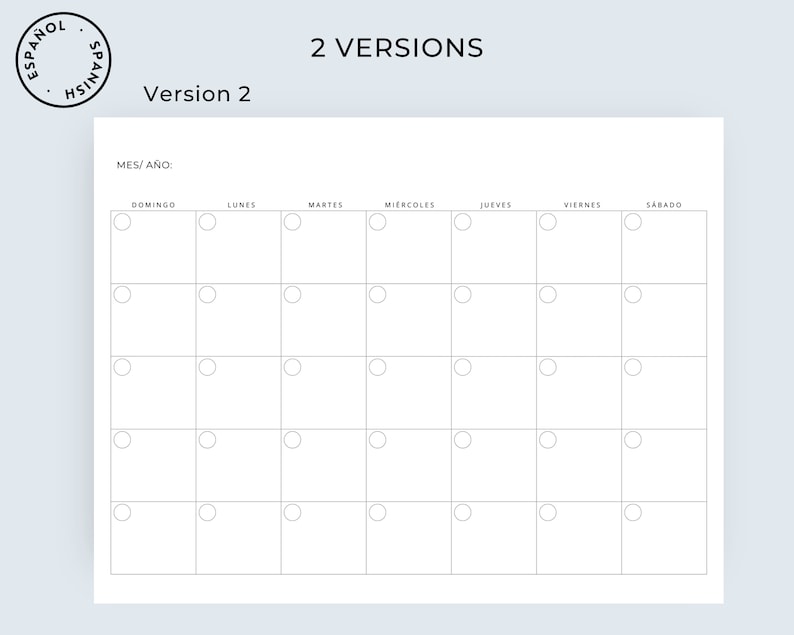 Calendario En Blanco Spanish Blank Calendar Calendario Mensual Sin ...