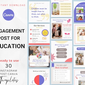 30 Engagement Post for Kids Education Instagram Canva Template - Etsy