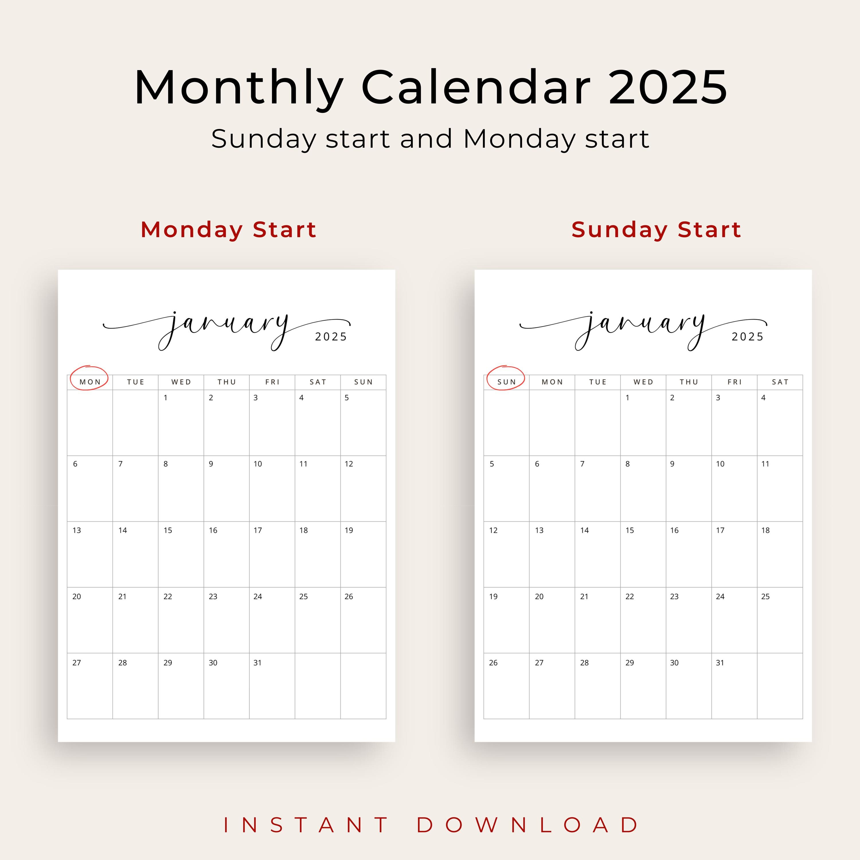 5x7 Inch 2025 Calendar Small Planner 2025 PRINTABLE Desk Calendar ...