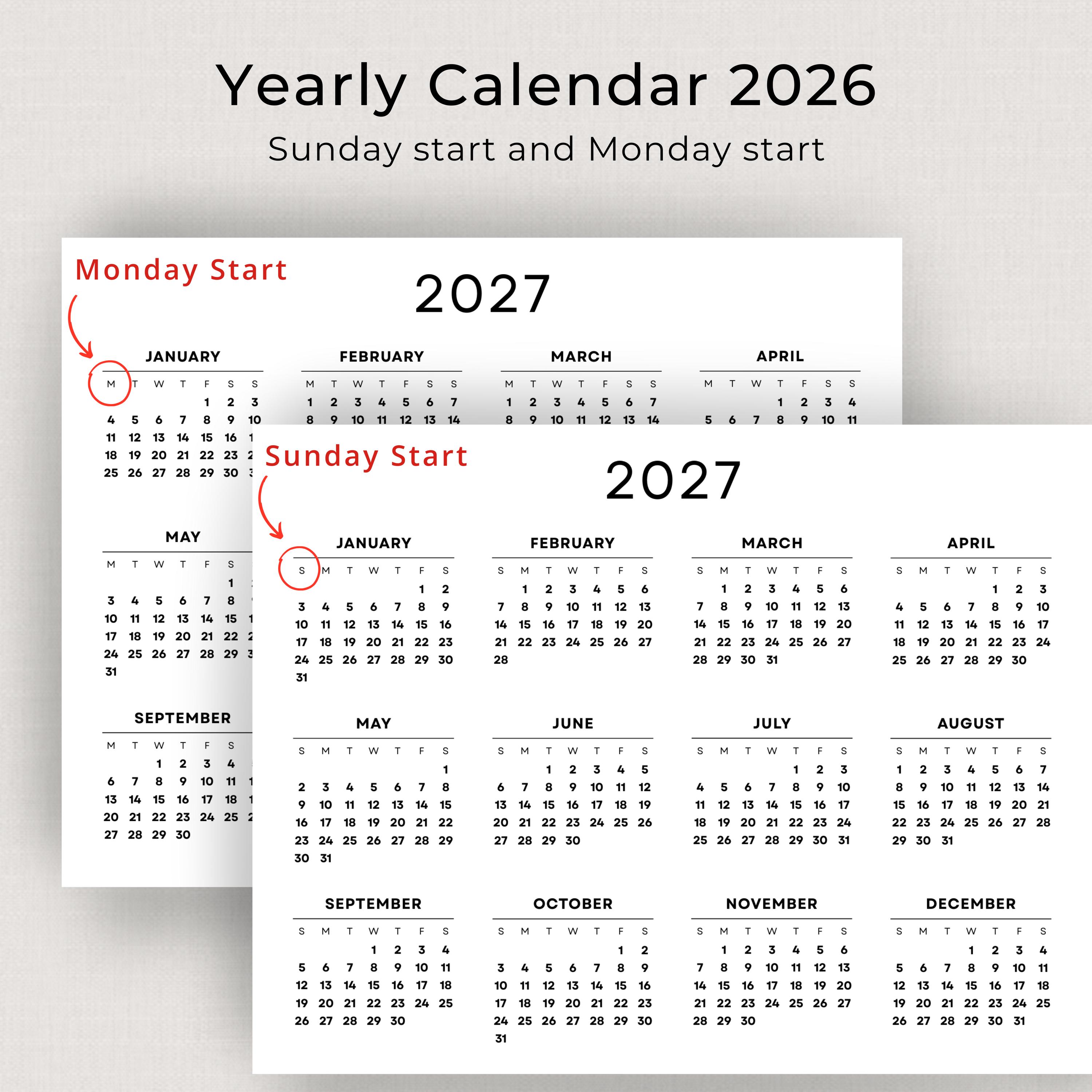 2027 Wall Calendar Easy to Read 2027 Yearly Calendar Minimalist ...