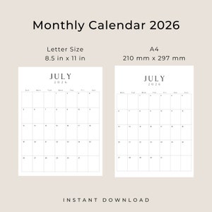 2026 Printable Calendar 2026 Planner Vertical Calendar Portrait LUXE ...