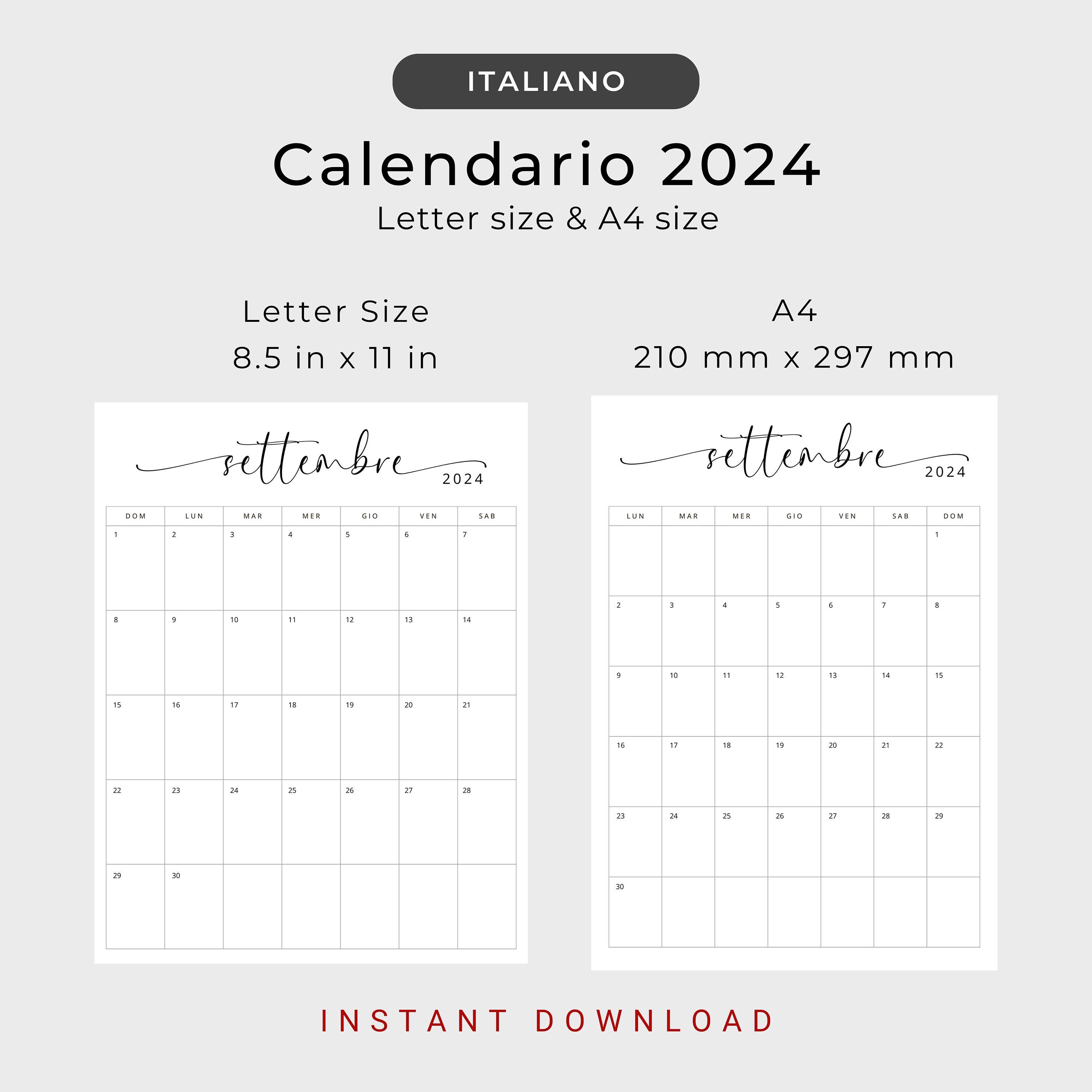 Calendario 2024 Italiano Agenda in Italiano 2024 Planner Italiano ...