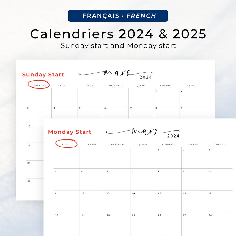 Calendriers 2024 2025 Calendrier Français Planificateur 2024 2025 ...
