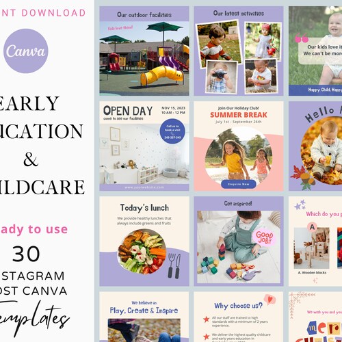 30 Preschool Daycare Instagram Canva Template Early Education - Etsy