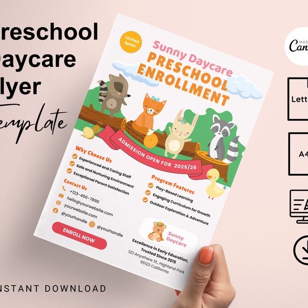 Editable Preschool Brochure Template - Etsy UK