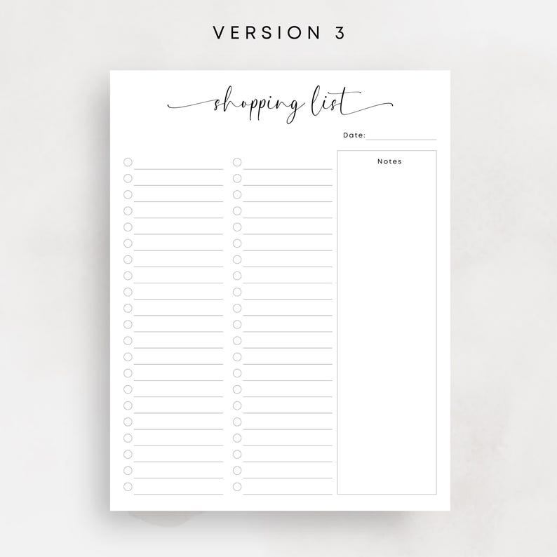Shopping List Printable Grocery List Food Shopping Planner for Shopping ...