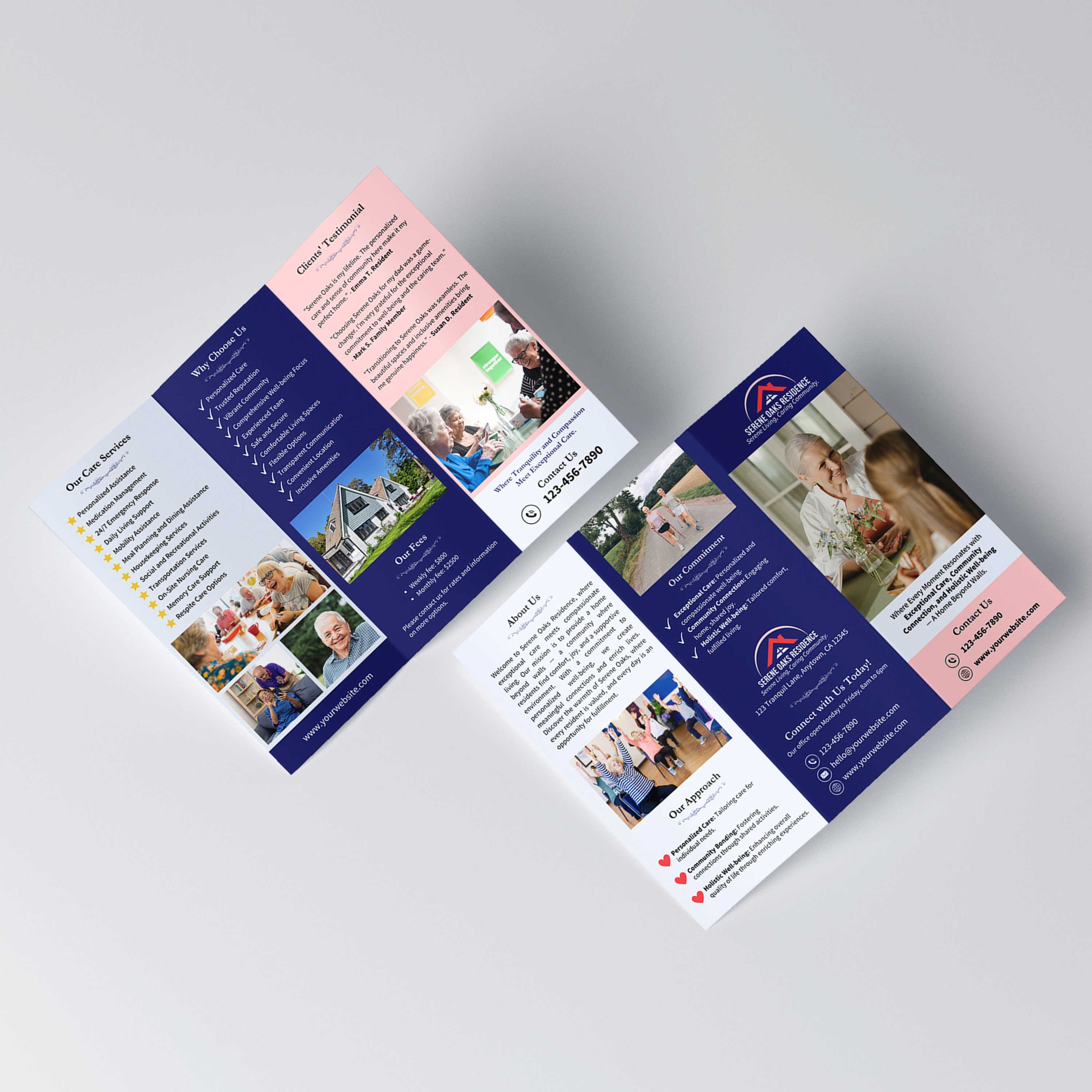 Editable Senior Cohousing Trifold Brochure Canva Template Elderly ...
