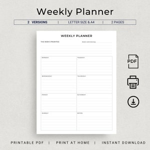 Printable Weekly Planner Vertical Minimalist Weekly Schedule Weekly ...