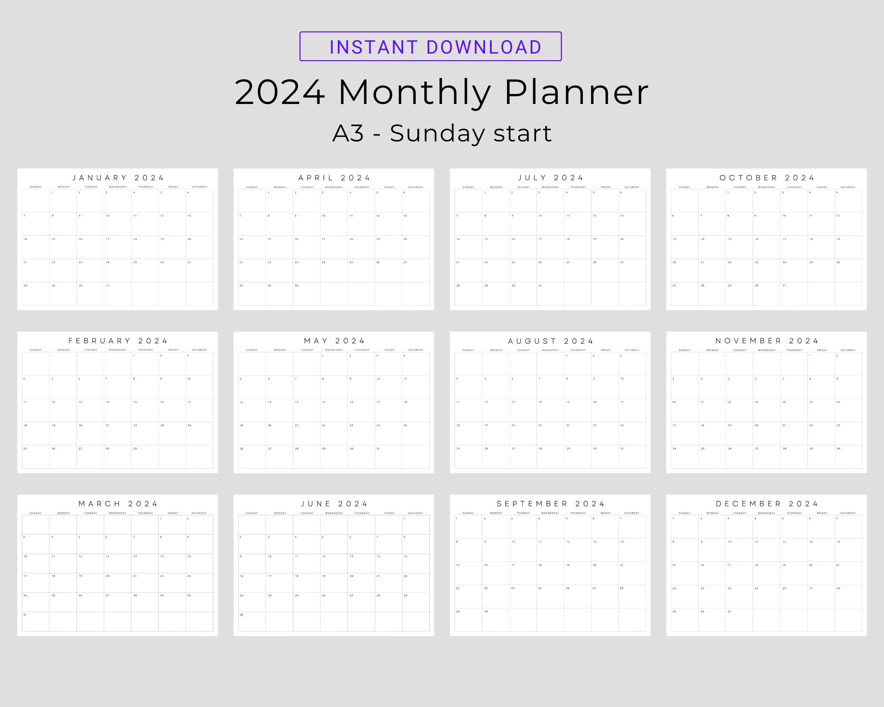 2023 & 2024 Monthly Planner Landscape 2023 2024 Monthly PDF - Etsy