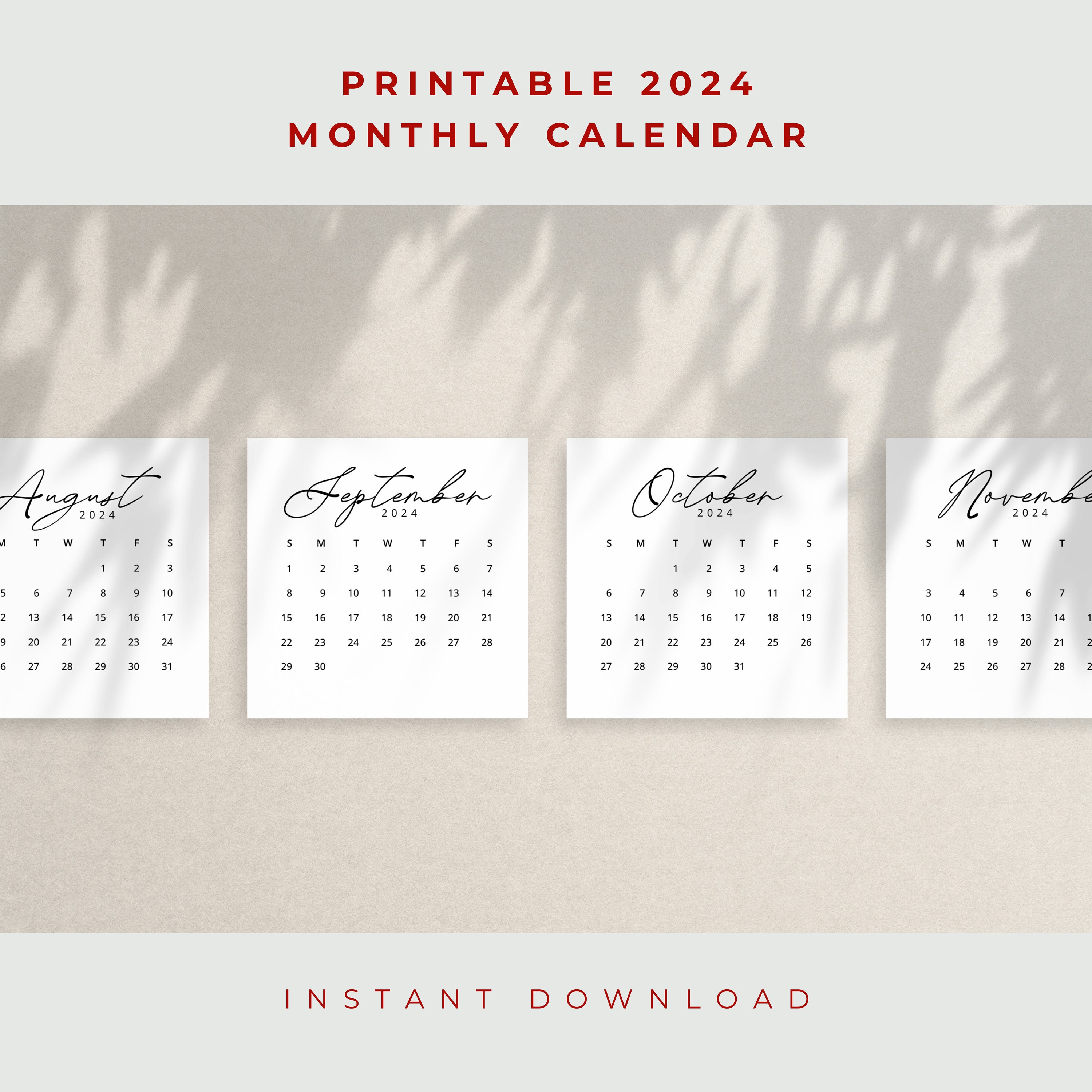 2024 3x3 Mini Calendar 2024 Calendar 2024 Card Calendar Square ...