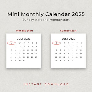 Minimal Mini Calendar 2025 Mini Calendar 2025 Small Calendar 3x3 Inch ...