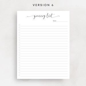 Grocery List Printable Food Shopping List Supermarket Checklist Grocery ...