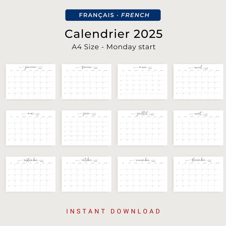 Calendriers 2024 2025 Calendrier Français Planificateur 2024 2025 ...