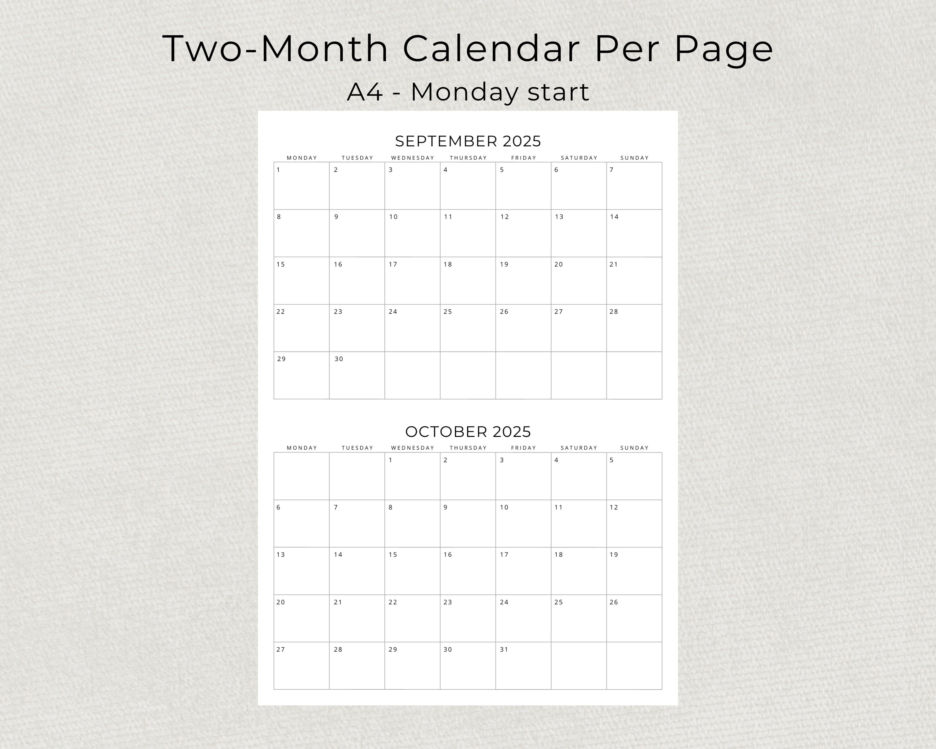 Calendar 2023 to 2027 2 Months per Page Monthly Calendar 5 Years ...