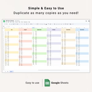 2025 Year Calendar Google Sheets Template Editable Digital Planner 2025 ...