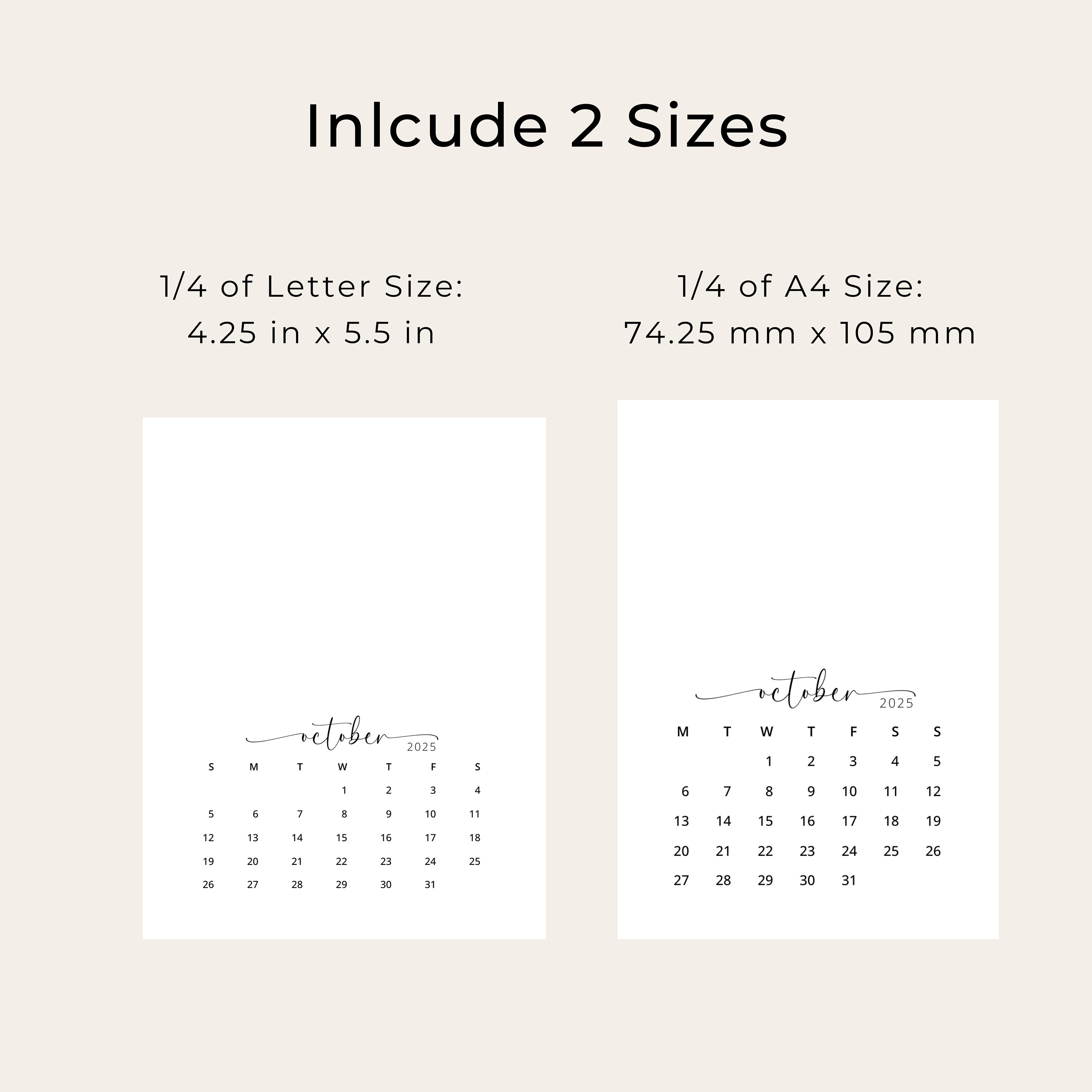 2025 Mini Calendar 2025 Small Calendar Monthly Vertical 2025 DIY ...