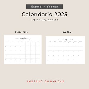 2025 Calendario 2025 Calendario Mensual Imprimible 2025 Elegante ...