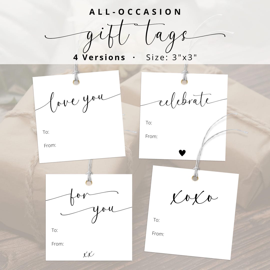 All Occasion Gift Tags Printable Gift Wrapping Label Birthday Valentine ...