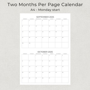 10 Year Calendar 2024 to 2033 Monthly Planner PDF 2 Months per Page ...
