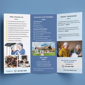 Editable Adult Daycare Center Trifold Brochure Day Center for Elderly ...
