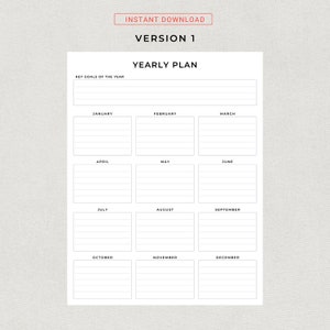 Yearly Goals Planner Printable Annual Goal Setting Goal Planning ...