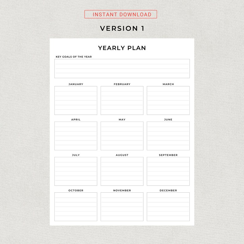 Yearly Goals Planner Printable Annual Goal Setting Goal Planning ...
