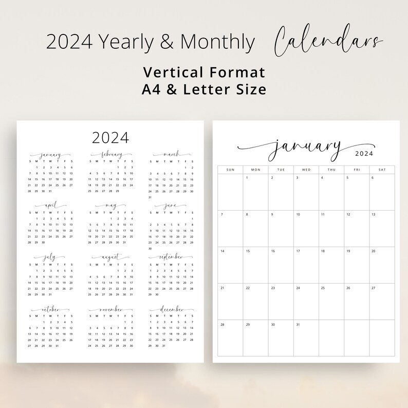 2024 Calendar & Planner BUNDLE 2024 Yearly Calendar Monthly Calendar ...