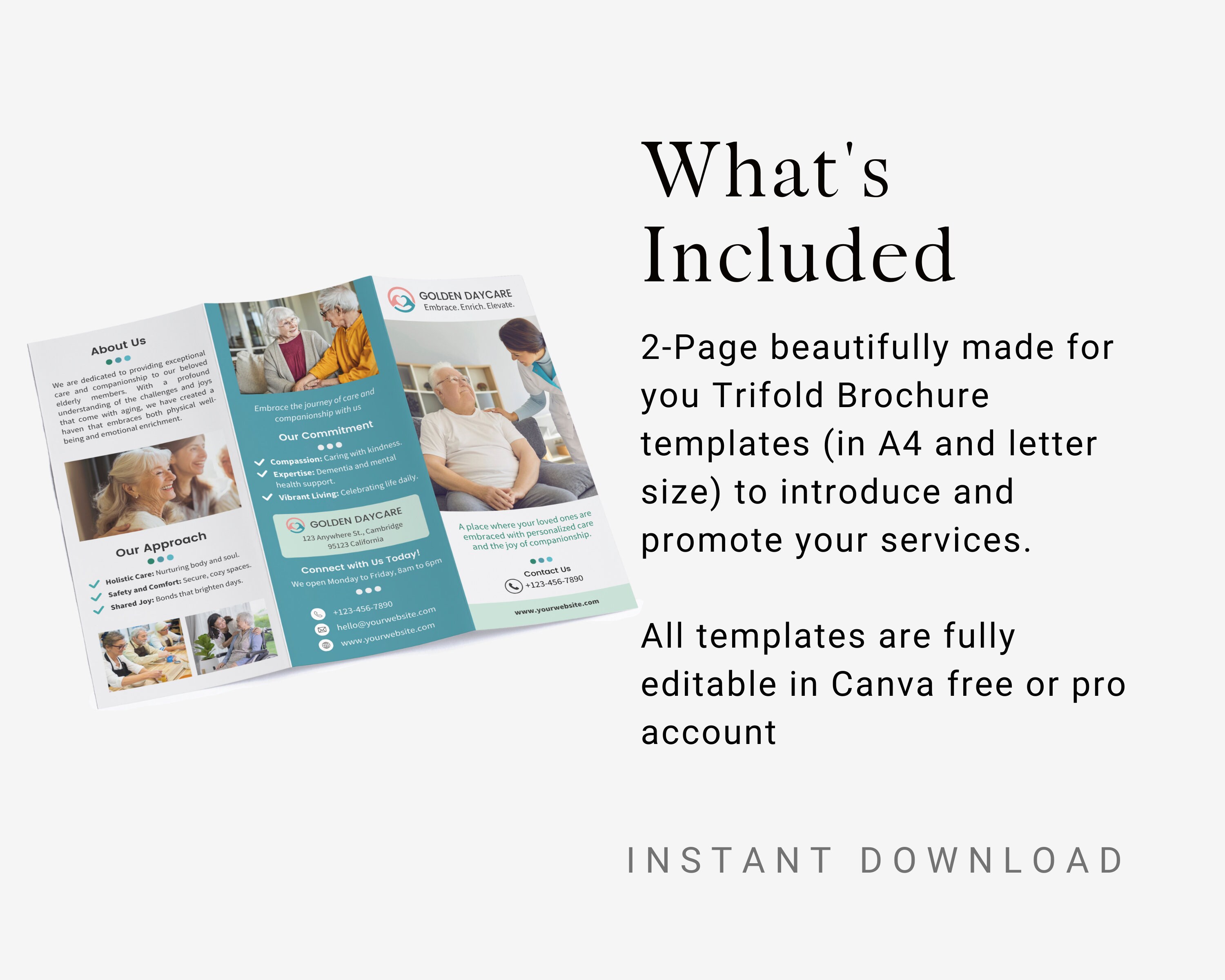 Adult Daycare Center Trifold Brochure Adult Day Center Leaflet Canva ...