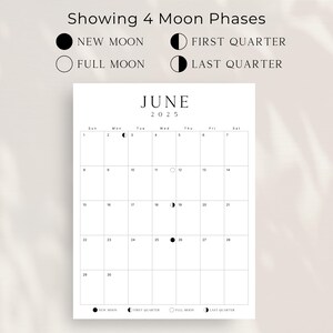 2025 Moon Calendar 2025 Lunar Calendar Printable PDF Full Moon Desk ...