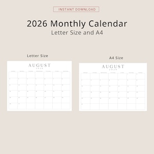 2026 Minimalist Calendar 2026 Monthly Planner Landscape LUXE 2026 ...