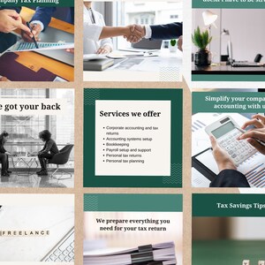 40 Accounting Instagram Post Bookkeeping Canva Templates Accountant CPA ...