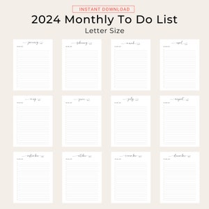 2024 Monthly to Do List 2024 Printable Todo List 2024 Monthly Planner ...