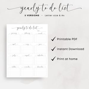 Yearly to Do List Printable to Do Yearly Planner PDF Accountability ...