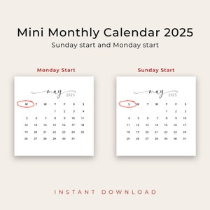 2025 3x3 Mini Calendar 2025 Calendar Card 2025 Pocket Calendar Elegant ...