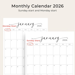 2026 Calendar 2026 Monthly Planner Vertical 2026 Elegant Monthly ...