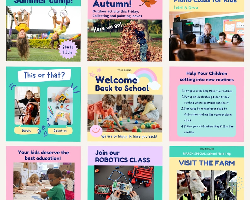 30 Children Education Facebook Post Canva Template Kindergarten ...