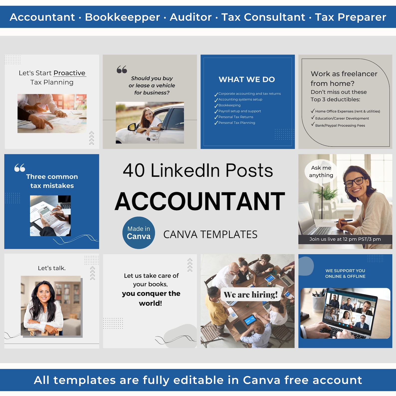 40 Linkedin Post for Accountant Linkedin Canva Template CPA Linkedin ...
