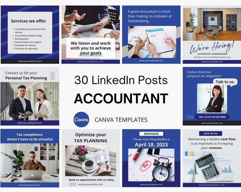 30 Accountant Linkedin Post Canva Templates Accounting Audit - Etsy